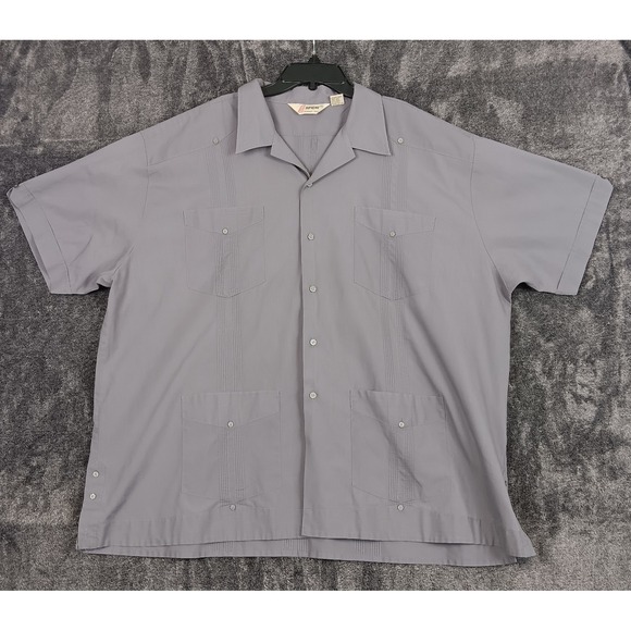Supreme | Shirts | Vintage Supreme Gray Guayabera 4 Pocket Camp Shirt ...